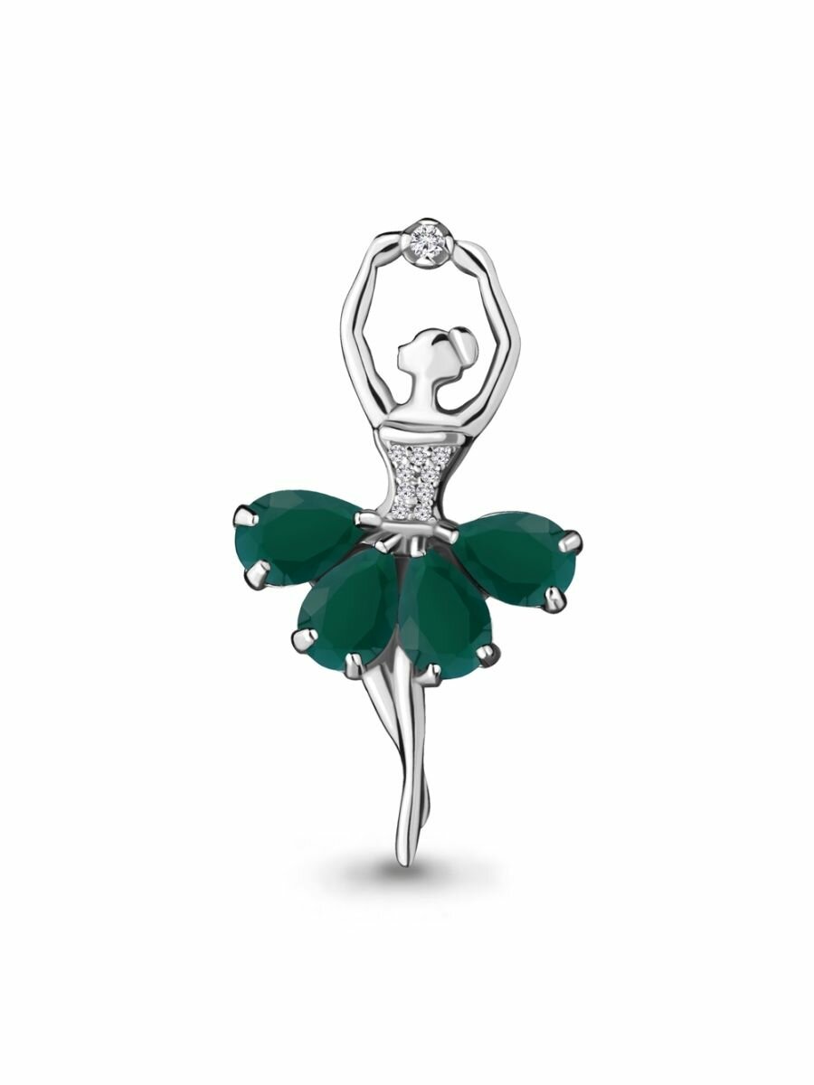 Брошь, серебро, 925 проба, родирование, агат