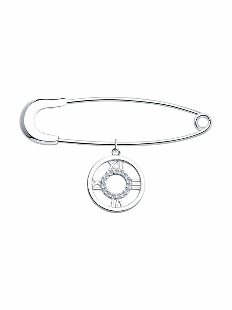 Брошь, серебро, 925 проба, родирование, фианит