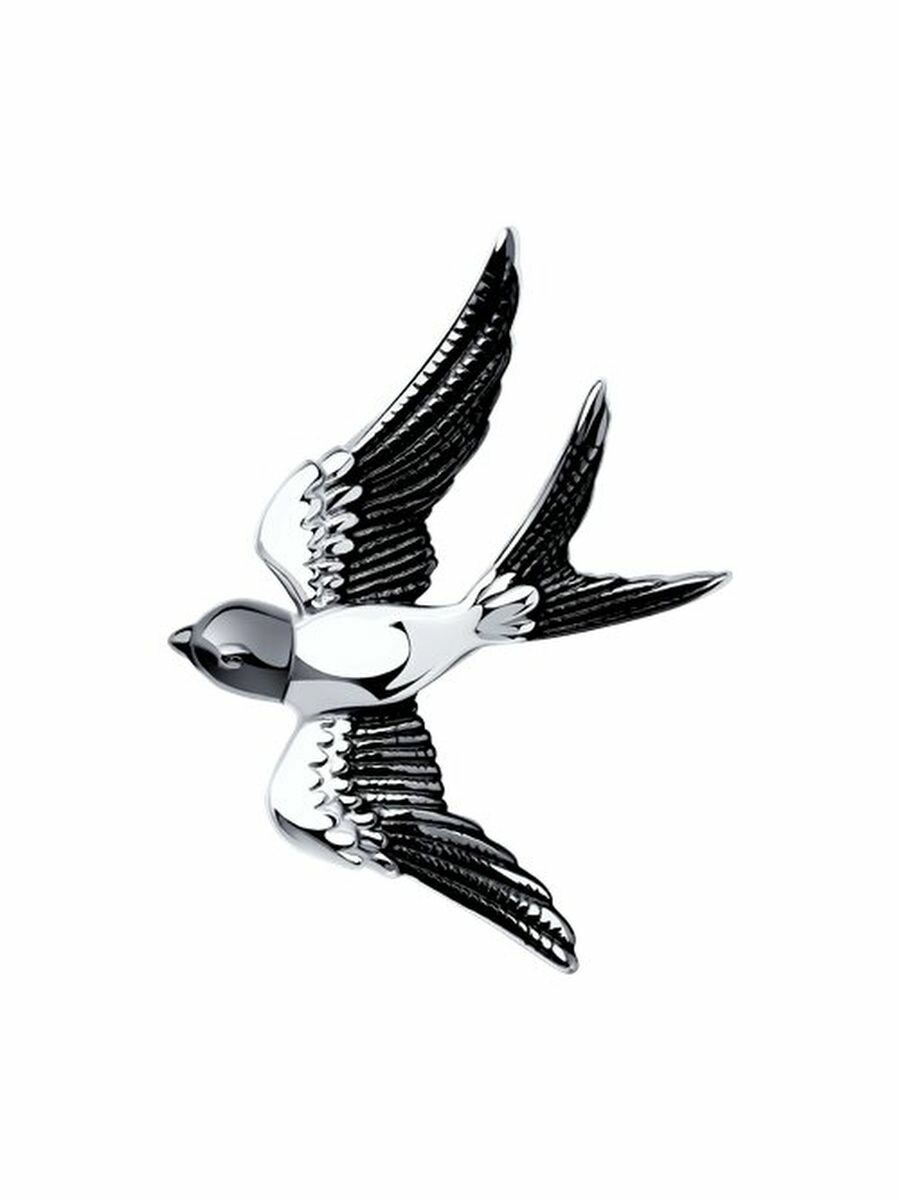 Брошь, серебро, 925 проба, родирование