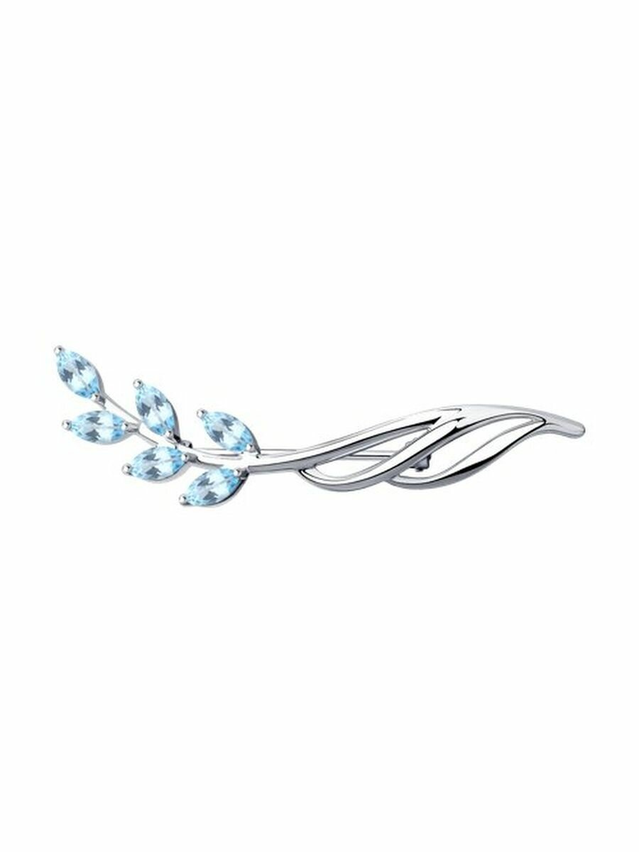 Брошь, серебро, 925 проба, родирование, топаз