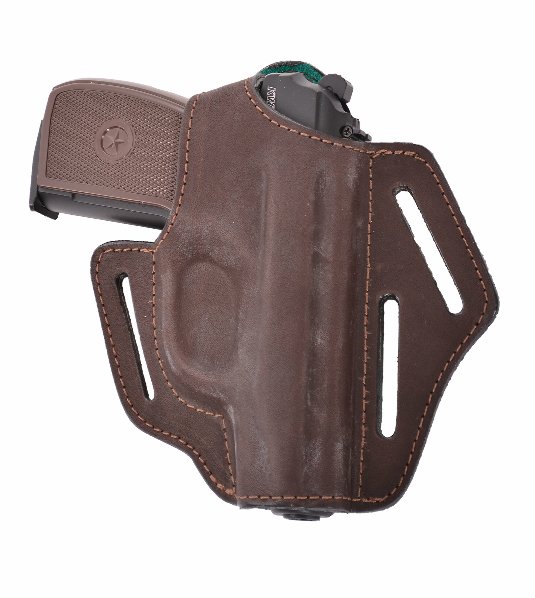 Кобура поясная для пистолетов коричневая гладкая натуральная кожа