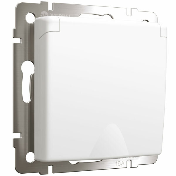Штепсельная розетка встраиваемая WERKEL 16A 250V WL11-SKGSC-01-IP44 / W1171261 с/з, шторками и защитной крышкой белый матовый