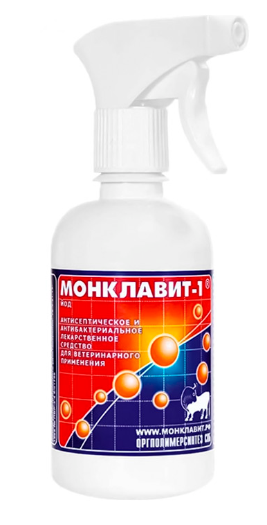 "Монклавит-1" - антисептический раствор для животных, 350 мл