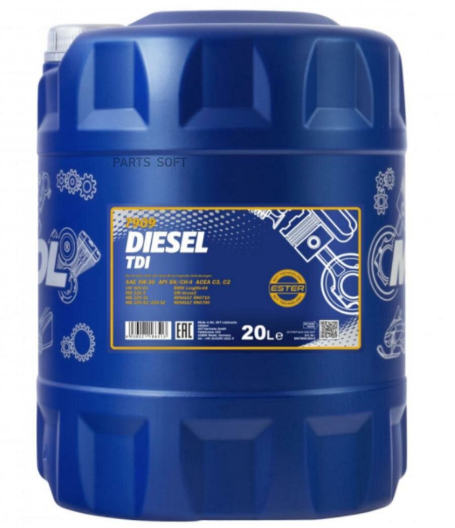 MANNOL MN7909-20 7909 MANNOL DIESEL TDI 5W30 20 л. Синтетическое моторное масло 5W-30