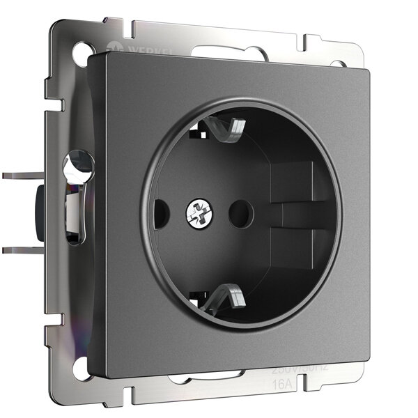 Штепсельная розетка встраиваемая WERKEL 16A 250V W1171164 с/з и шторками графит матовый