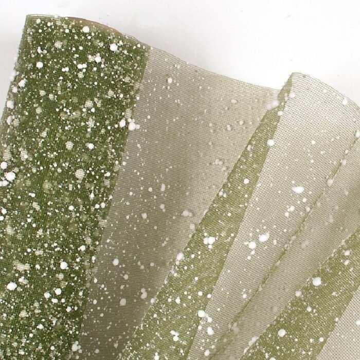 Упаковка для цветов и подарков сетка "Снег" оливковая в рулоне, 55см*5м