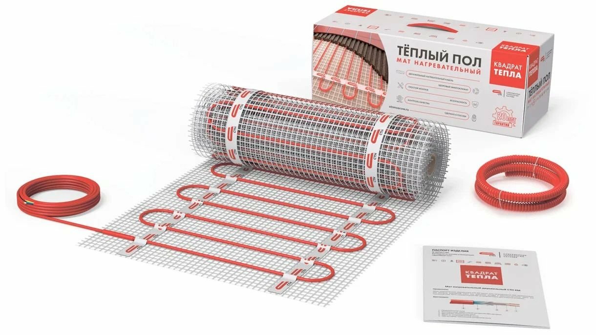 Нагревательный мат, СТН, Квадрат тепла КМ 150 Вт/м2, 8 м2, 1600х50 см