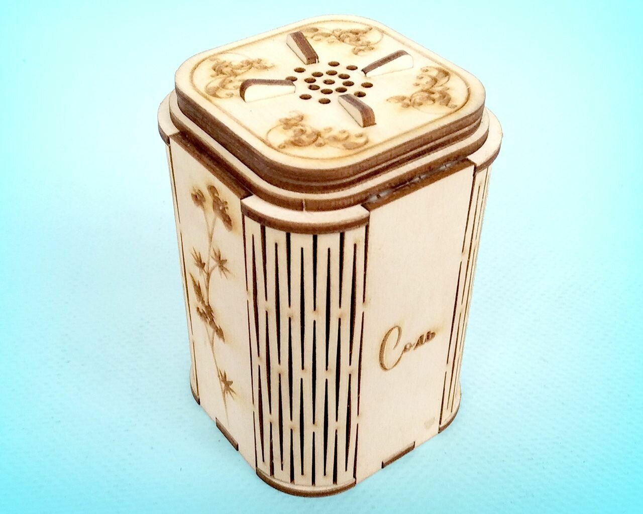 Емкость для специй Соль - 6,3х6,3х9,5см - Деревянная