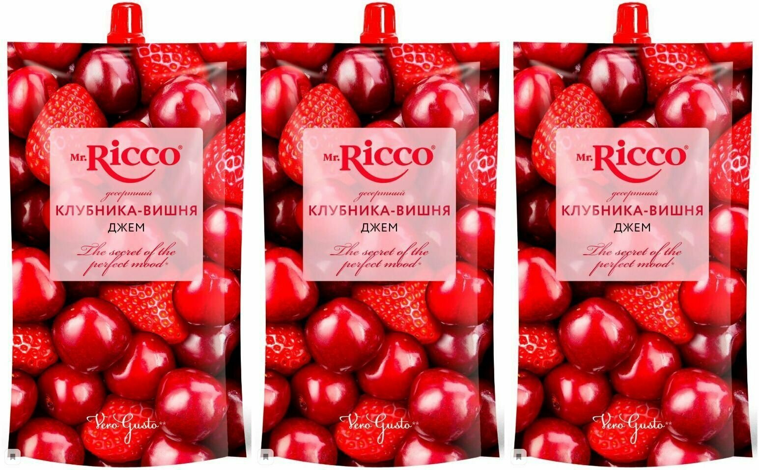 Mr.Ricco Джем десертный Клубника-Вишня, 300 мл, 3 шт