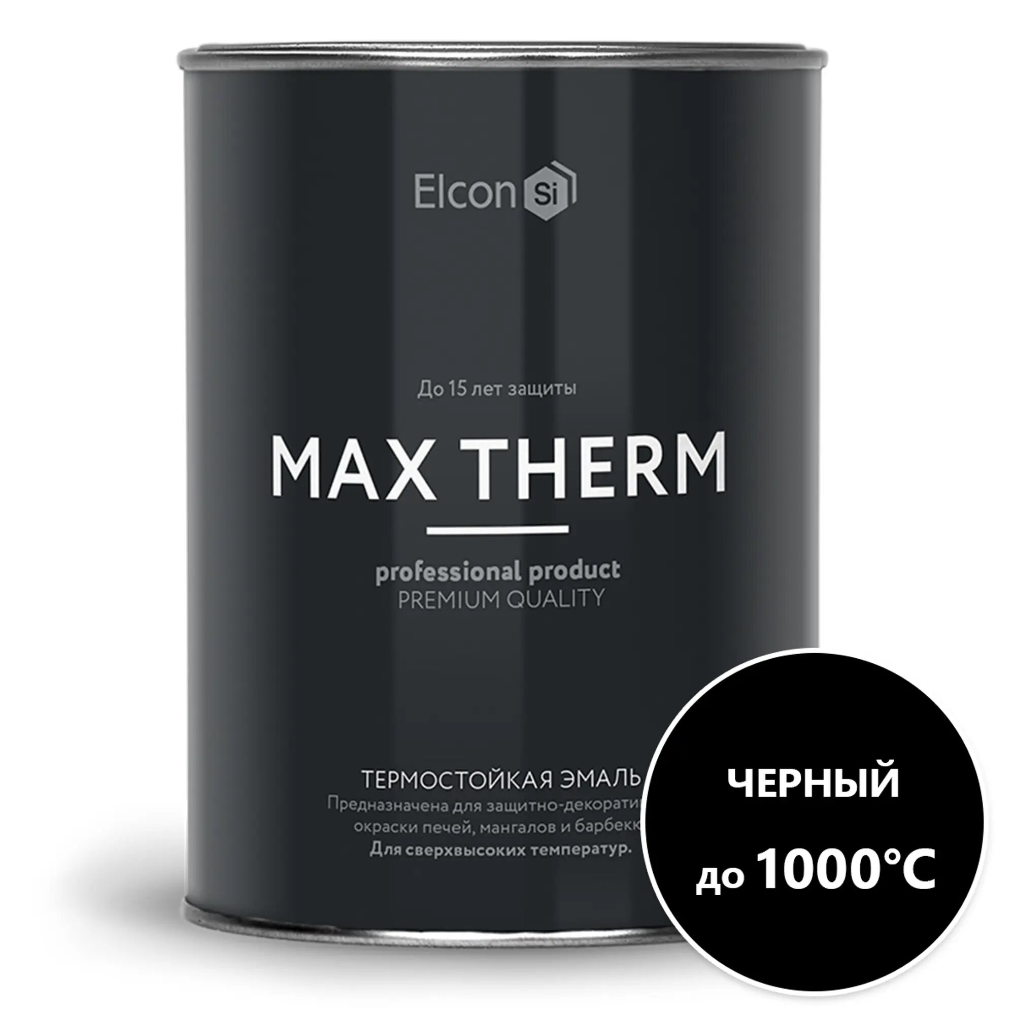 Краска термостойкая (Эмаль) антикоррозионная (до 1000°С; 0,8 кг) Черная Элкон (Elcon)