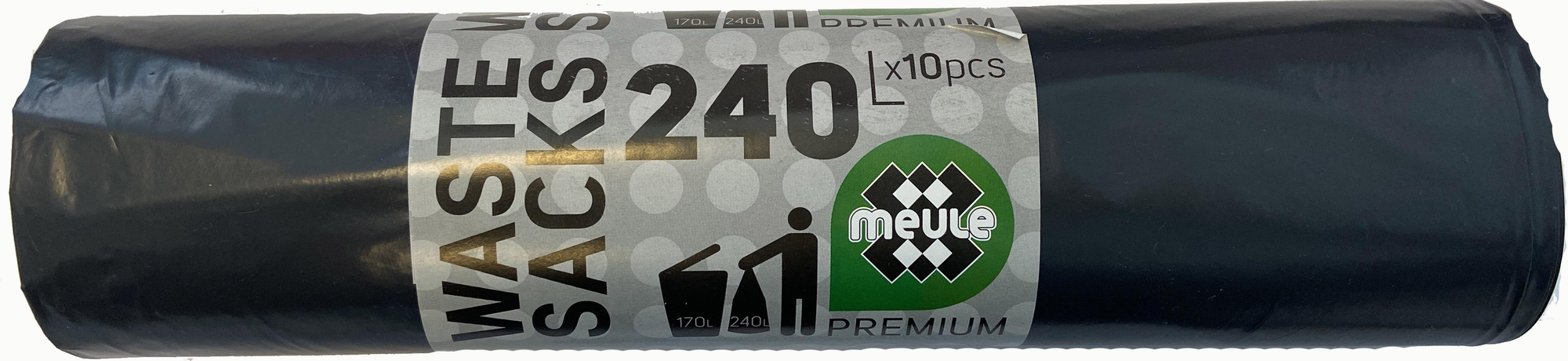 Meule Waste Sacks Мешки для мусора плотные черные 240 л 10 шт в рулоне