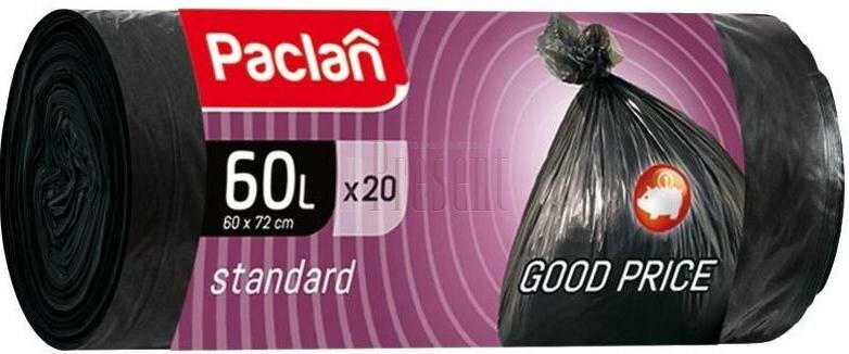 Paclan Мешки для мусора Standard черные 60*72 см 60л 20 шт