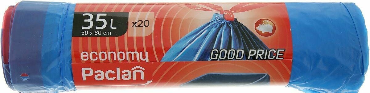 Paclan Мешки для мусора Economy с тесьмой 50*60 см 35л 20 шт
