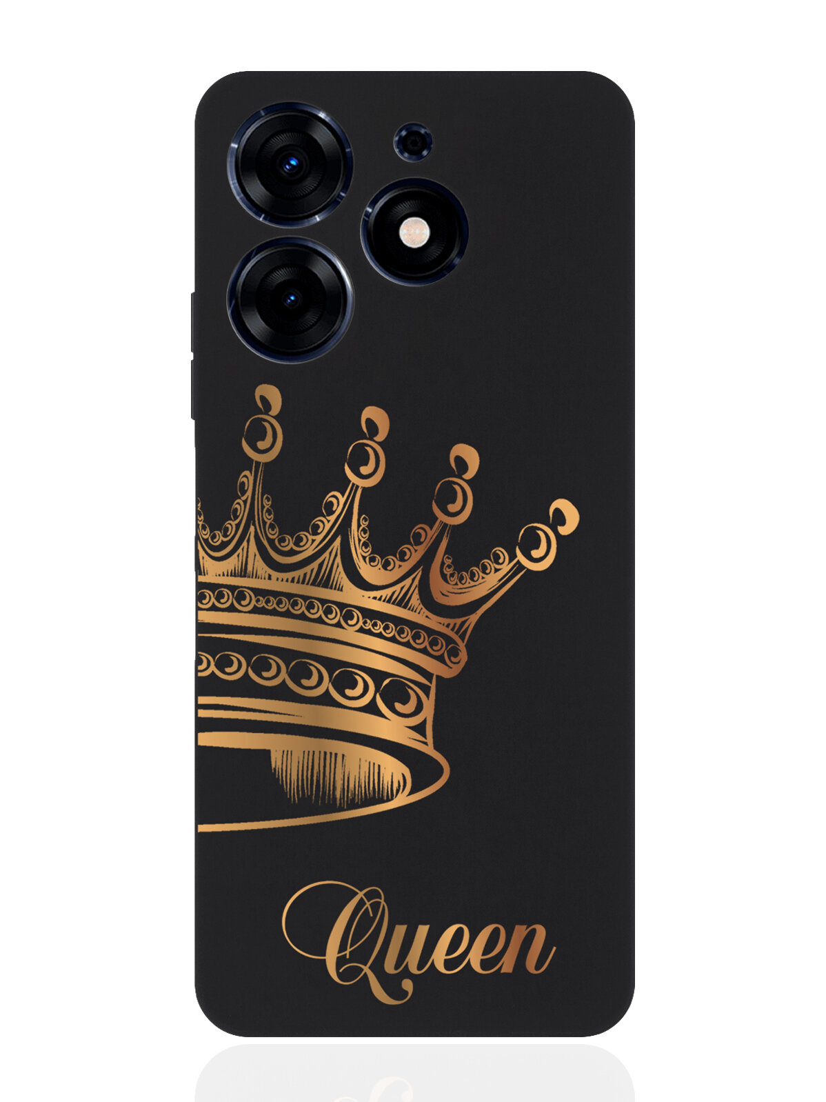 Чехол для смартфона Tecno Spark 10 Pro черный силиконовый Парный чехол корона Queen