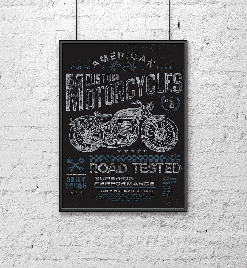 Постер для интерьера на стену (30х40 см). Ретро мотоцикл / постеры картины для интерьера, постеры для интерьера, постер на стену, картина на стену, картина на кухню, плакат, декор и интерьер