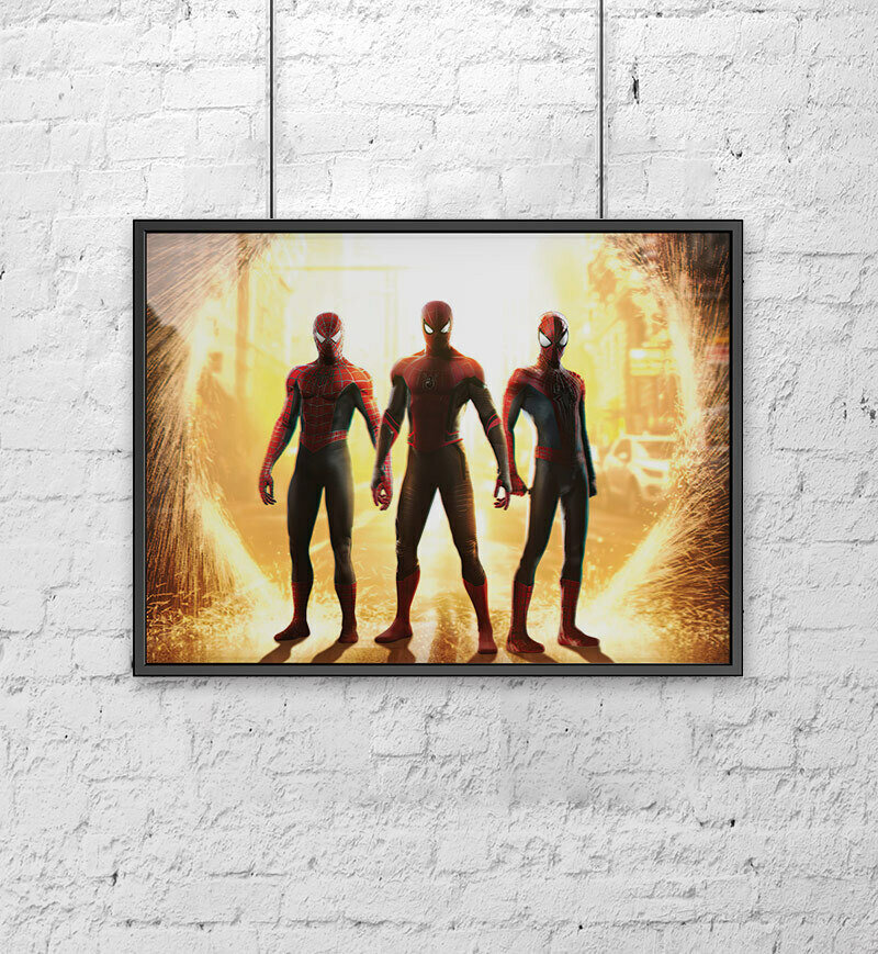 Постер для интерьера на стену (40х30 см). Человек-Паук - 3 паучка в портале (Spider-Man)