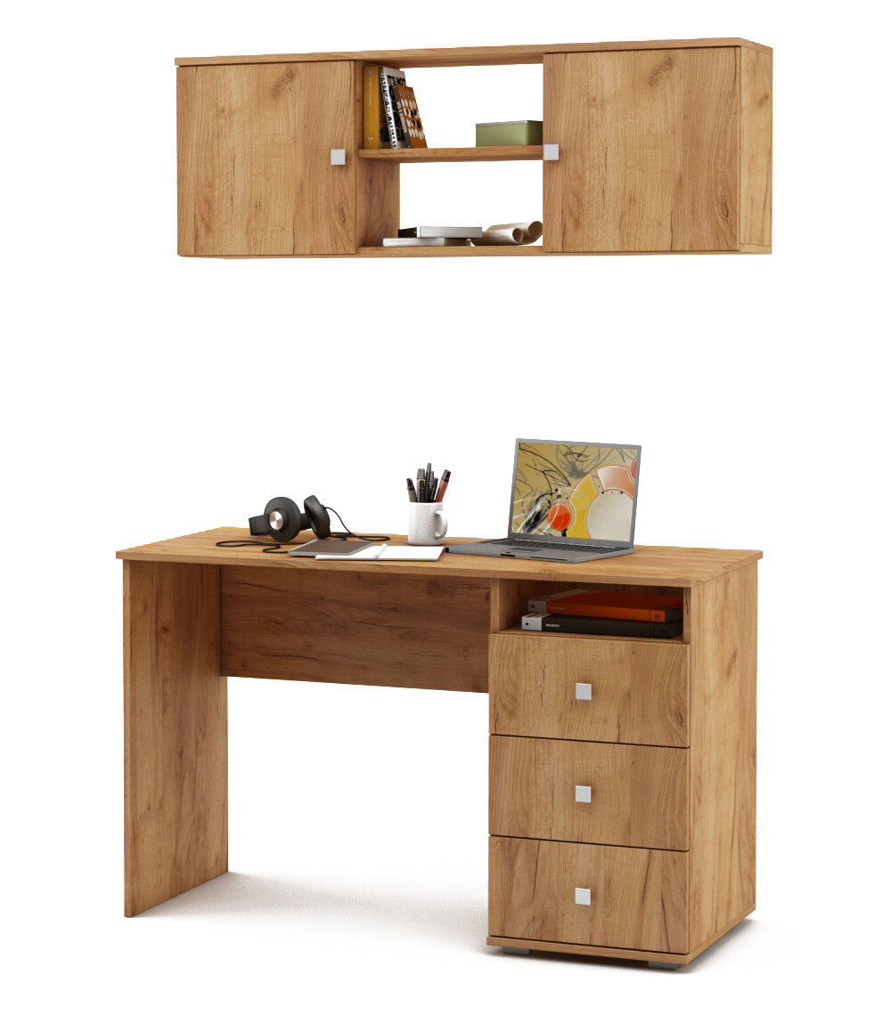 Письменный стол Тунис (Никс) 7, с ящиком, ЛДСП, 120x75x50 см Дуб золотистый