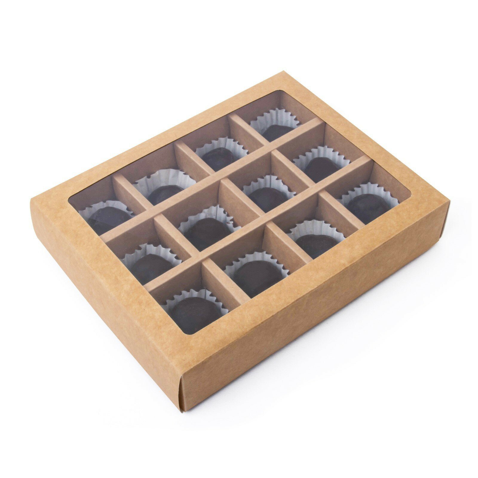 Коробка складная под 12 конфет, крафт, 19 х 15 х 3,6 см, 7904580