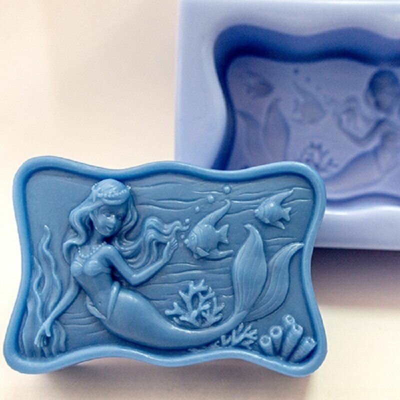 Силиконовая форма для мыла Русалочка №2, для свечей гипса 1шт 7,5 х 5 х 3 см