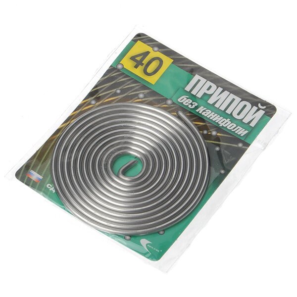 Припой ПОС-40 проволока 2,0 D=2,0мм L=1м на спирали 030352 (4 шт. в комплекте)