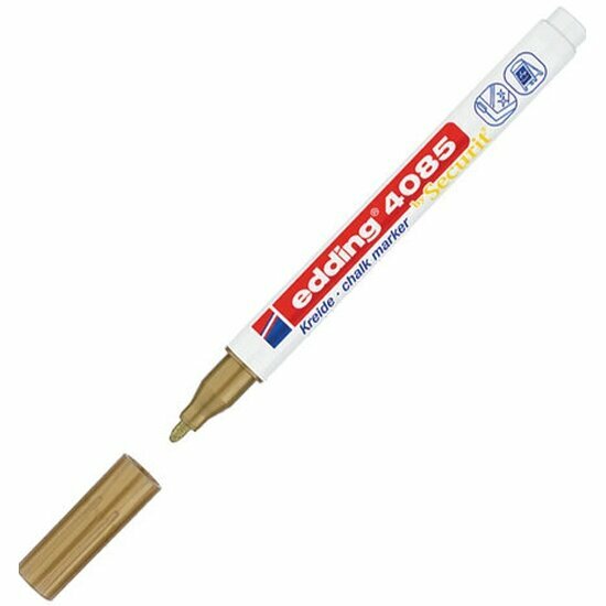 Маркер меловой Edding 4085, 1-2 мм, золотой, влагостираемый, для гладких поверхностей, Е-4085/53, E-4085/53