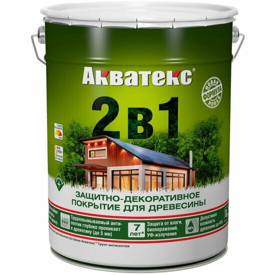 Защитно-декоративное покрытие для дерева Акватекс , полуматовое, 20 л, тик, 18147