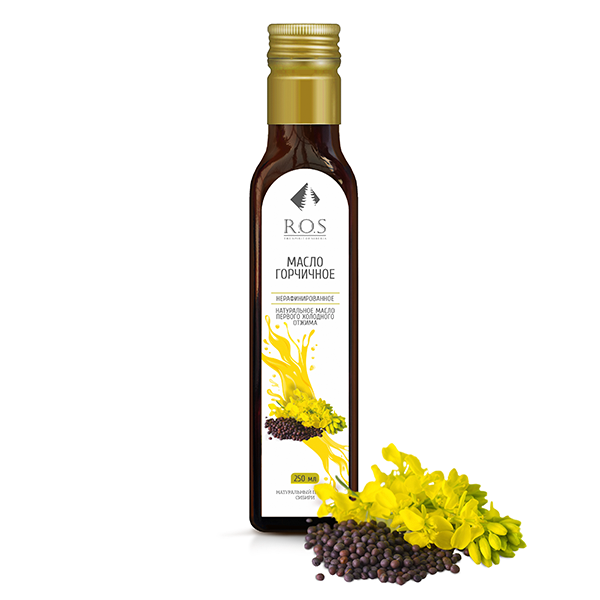 Горчичное масло Рось, органическое, подходит для термической обработки, 250мл