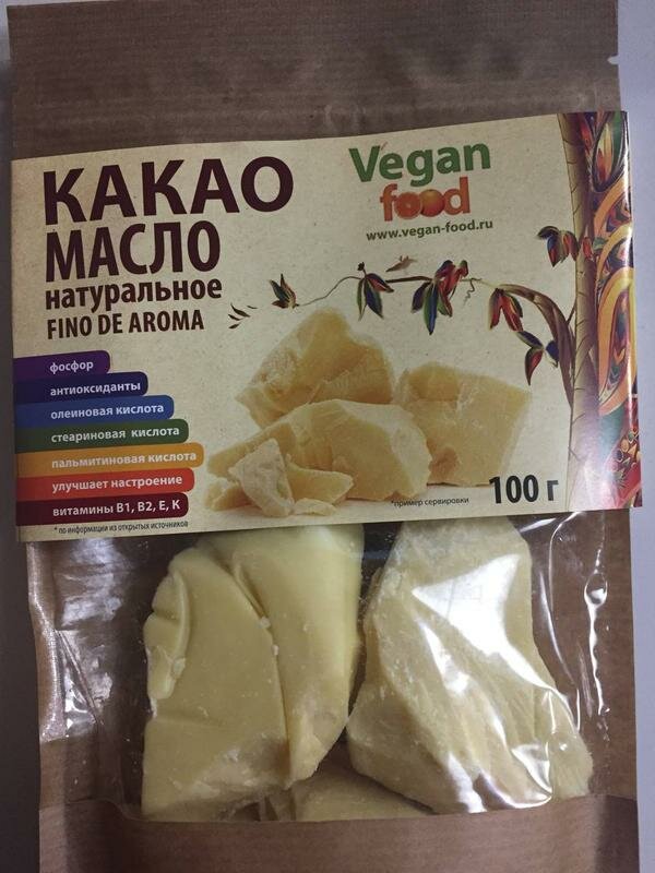 Какао-масло натуральное VEGAN FOOD, 100 г