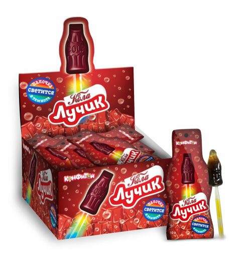 Лучик Кола карамель на светящейся палочке, блок 30 шт. (10г х 30 х 24)