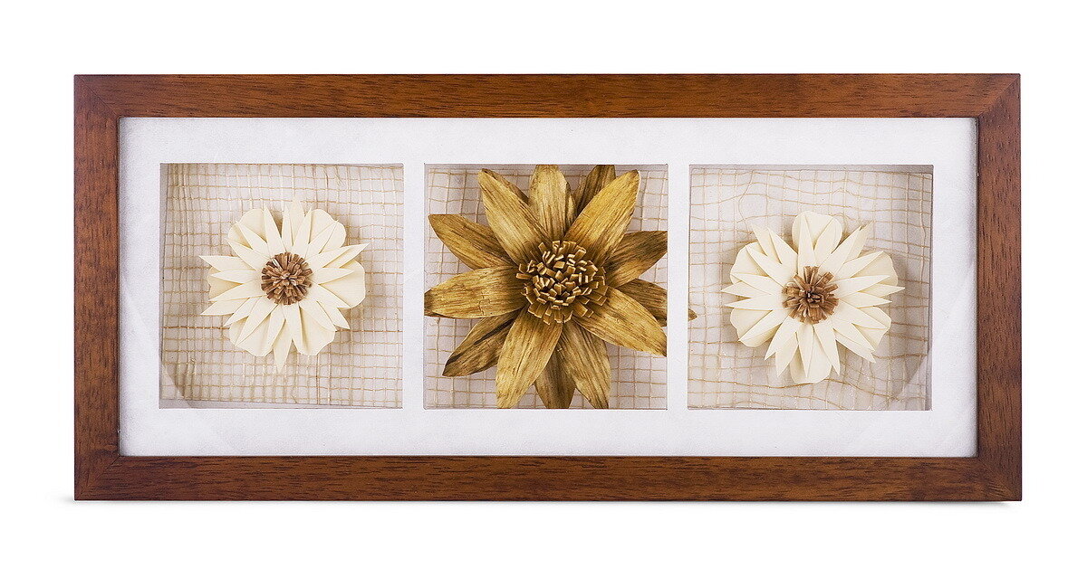 Панно настенное цветы из сухоцветов в деревянной рамке со стеклом