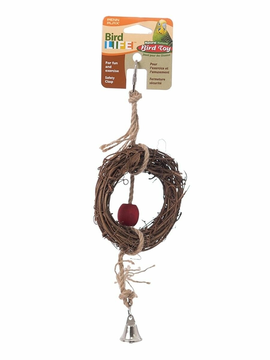 Penn-Plax Игрушка для птиц Венок с колокольчиком, 25 см/