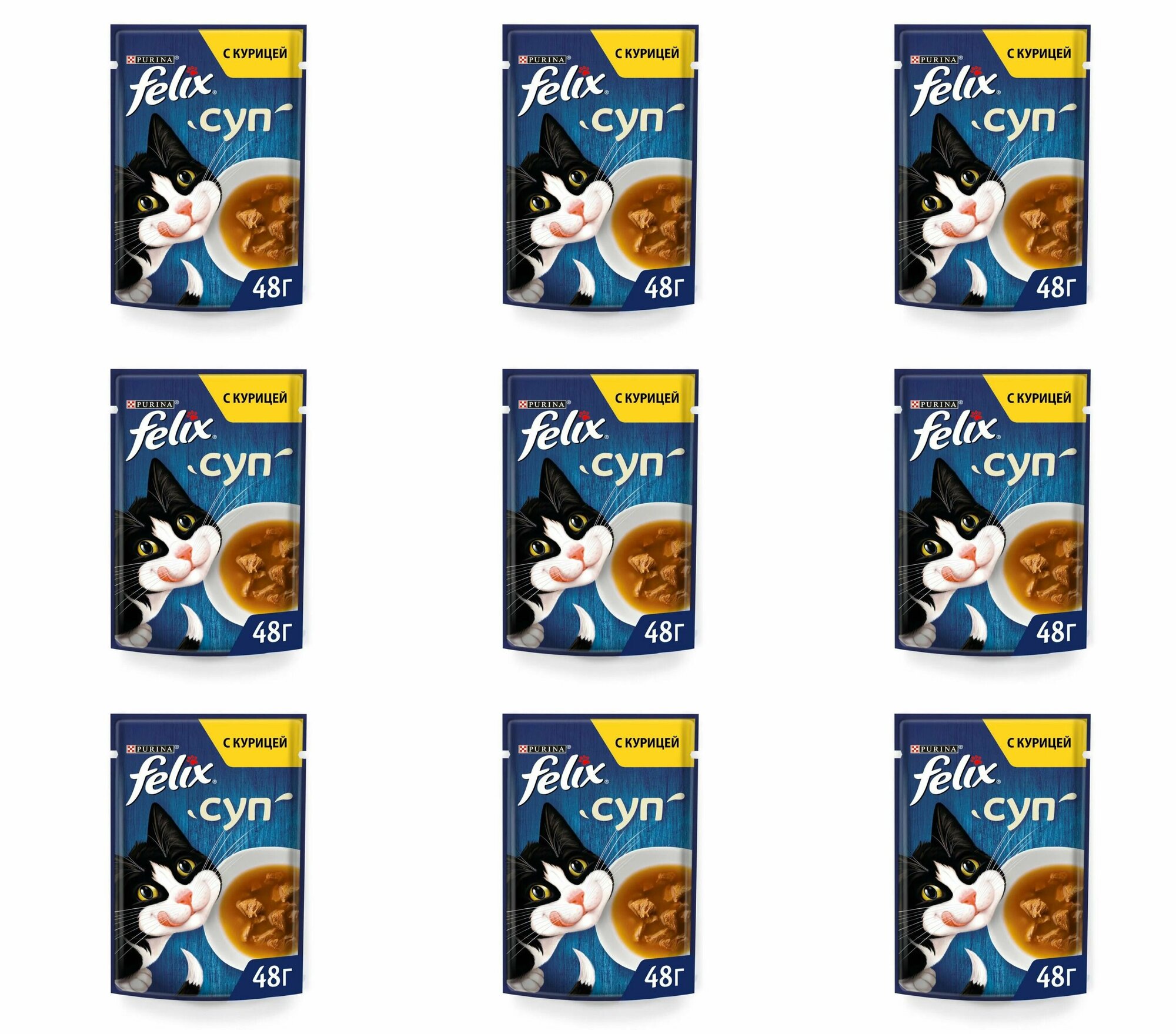 Felix влажный корм для взрослых кошек, с курицей, 48 г, 9 шт