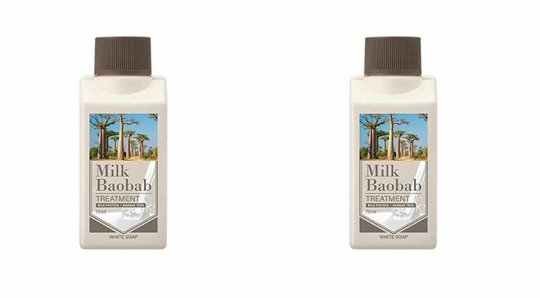 MILK BAOBAB Бальзам для волос Treatment White Soap Travel Edition, 70 мл, 2 шт