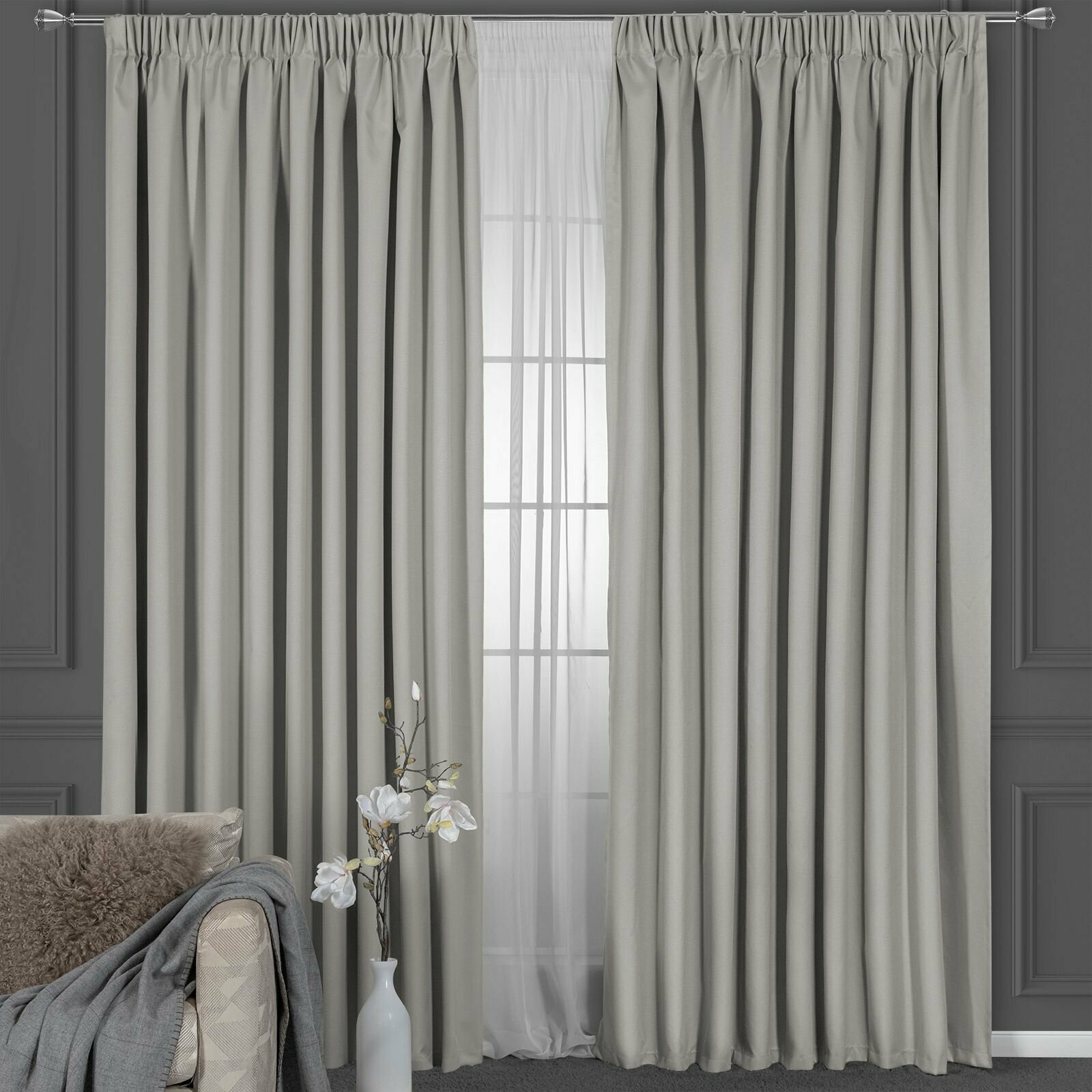 Togas Шторы для комнаты комплект с подхватами "Леграно" жаккард, 275 высота на 260 ширина - 2 шт, подхваты - 2 шт, бежевый