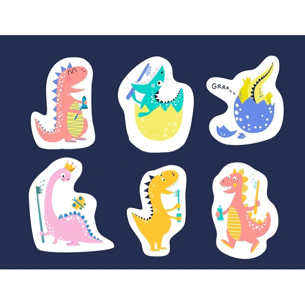 Наклейки стикеры Зубные принадлежности и динозавр