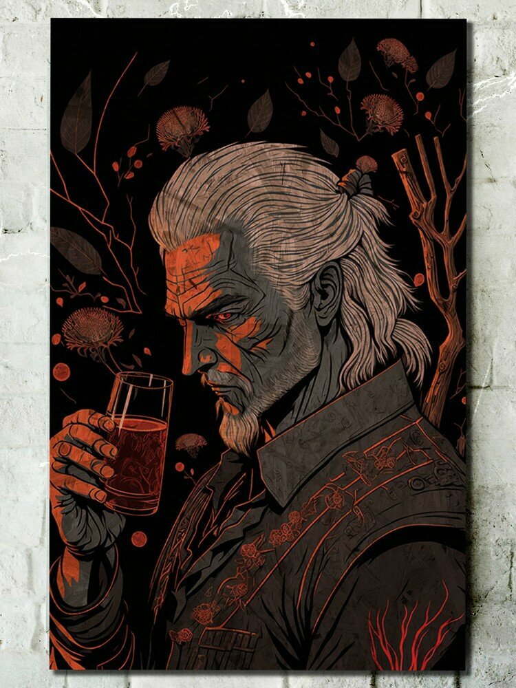 Картина интерьерная на рельефной доске ОСП игры The Witcher Ведьмак Геральт - 1629
