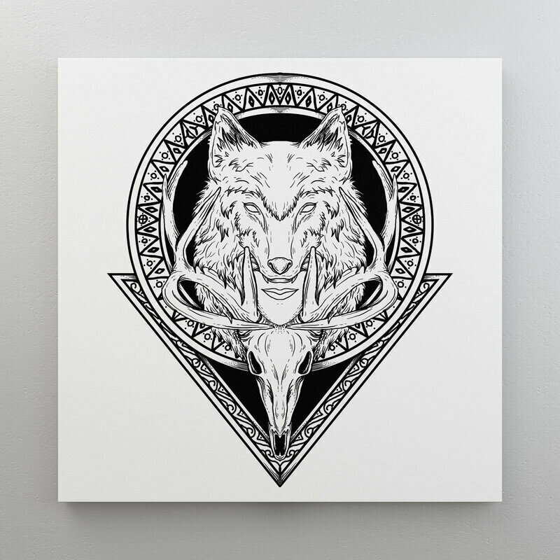 Интерьерная картина на холсте "Скандинавский волк Фенрир" размер 60x60 см