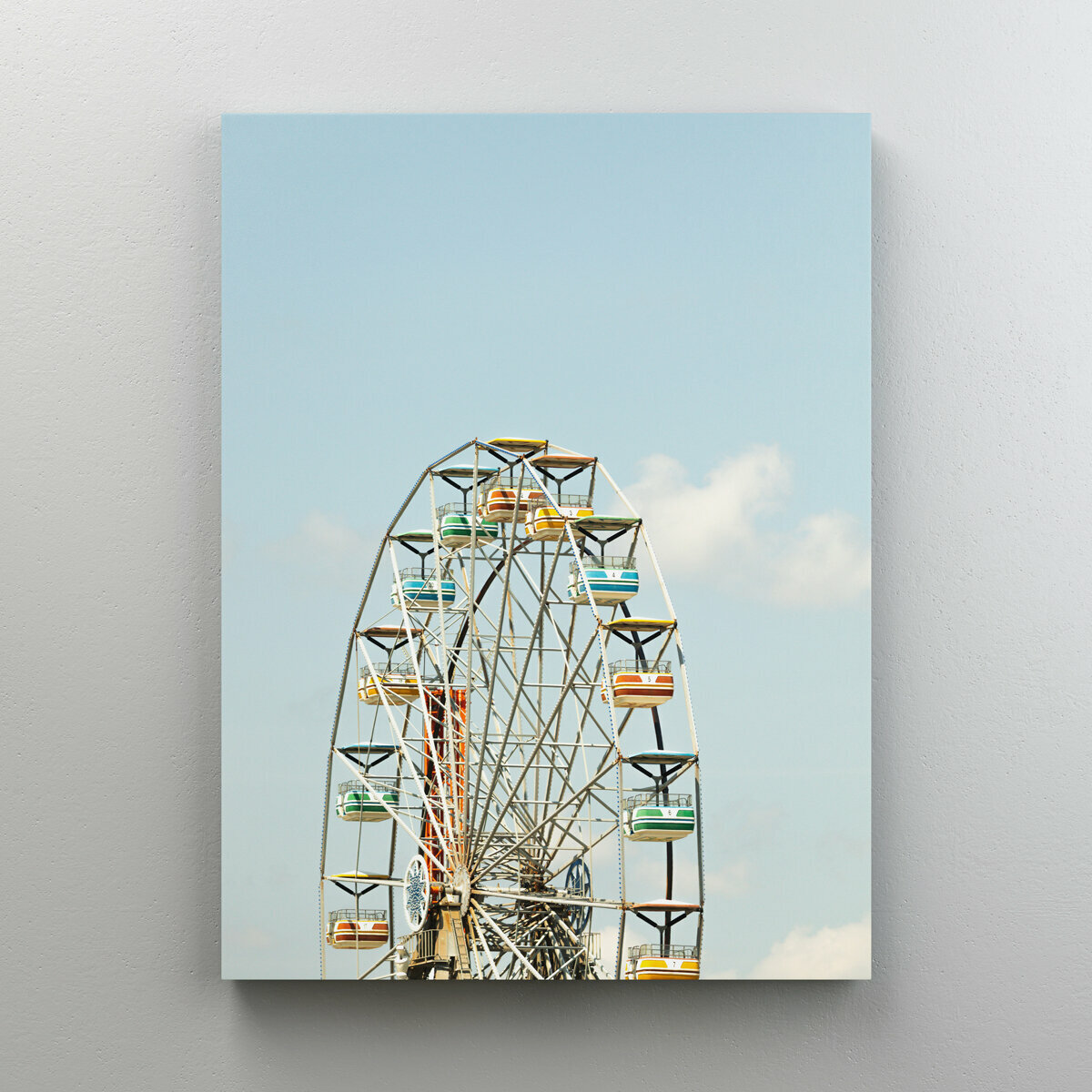 Интерьерная картина на холсте "Колесо обозрения" архитектура, размер 22x30 см