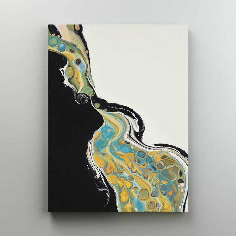 Интерьерная картина на холсте "Срез камня абстракция красками" размер 30x40 см