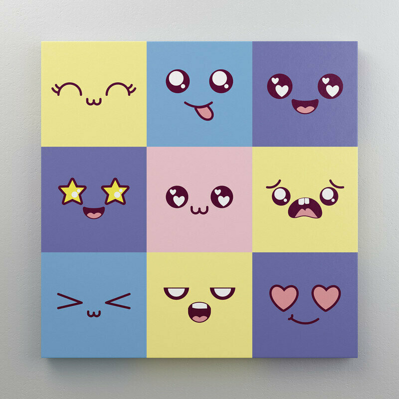 Интерьерная картина на холсте "Детский постер - милые рожицы" размер 60x60 см