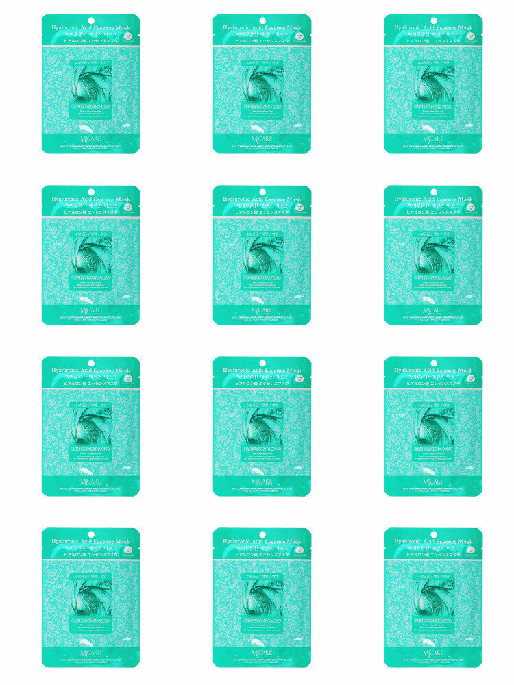 Mijin Маска тканевая для лица Гиалуроновая кислота Hyaluronic Acid Essence Mask 23гр в уп, 12 уп