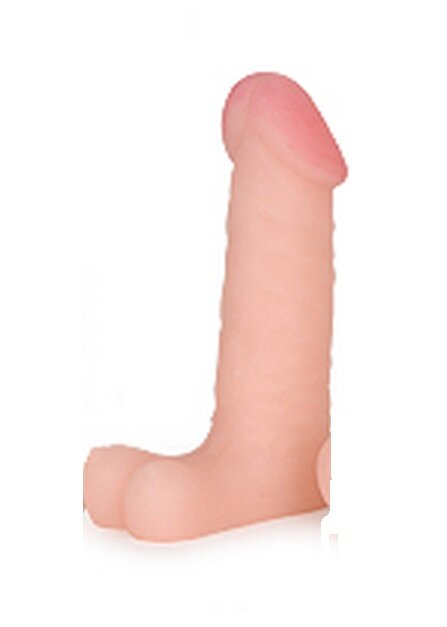Фаллос с мошонкой, 14 см, гибкий стержень