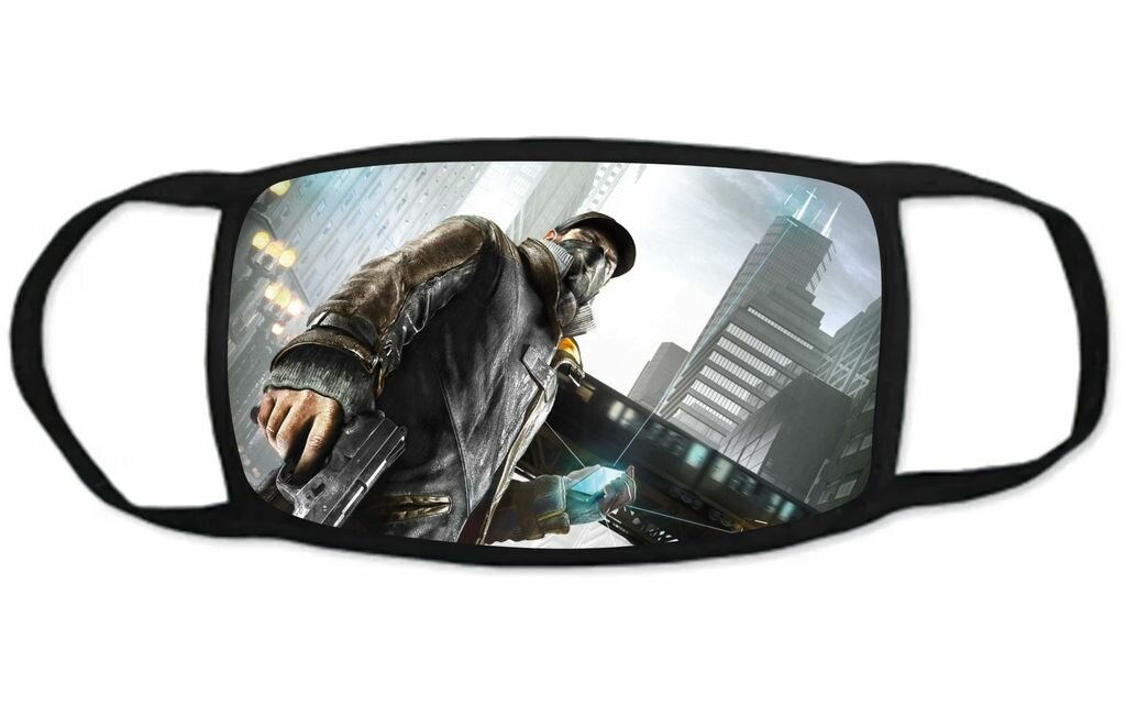 Маска защитная тканевая на лицо Watch Dogs, Сторожевые псы №10, Взрослая - 20 на 12,5 см