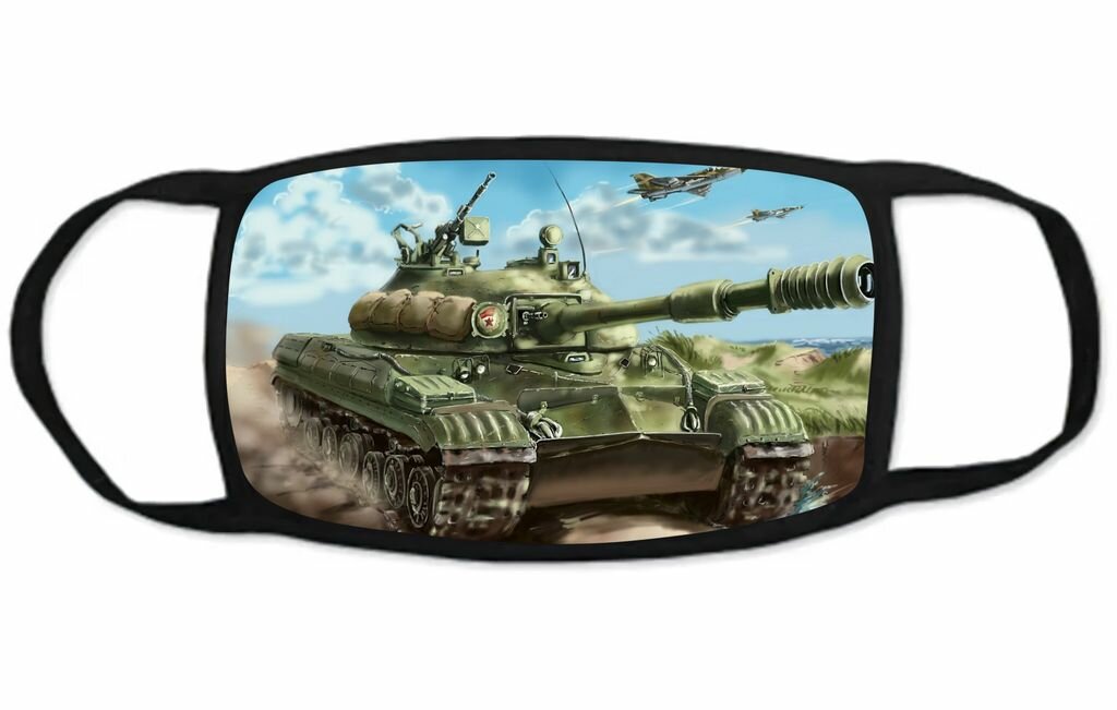 Маска защитная тканевая на лицо Танковые войска №6, Детская - 18 на 10 см