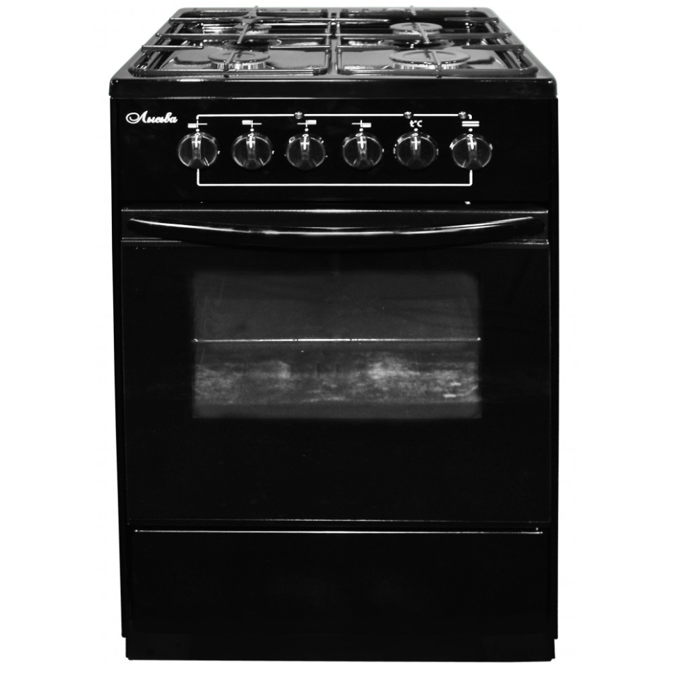 Комбинированная кухонная плита Лысьва ЭГ 401-2у, черная, электрическая духовка, без крышки, сталь