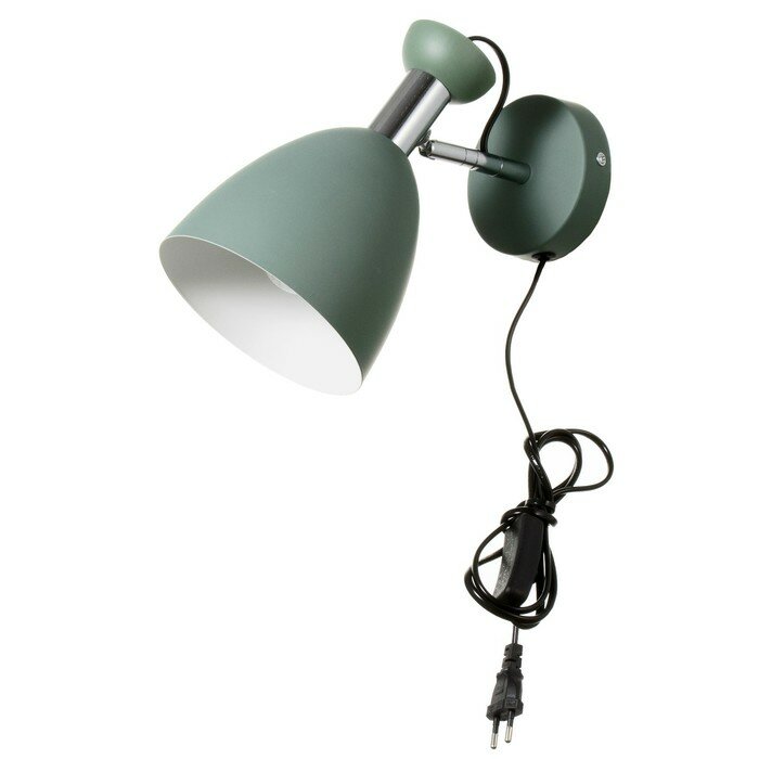 Бра с выключателем на проводе «Клаудиа» Е27 40 Вт зеленый 28×15×20 см