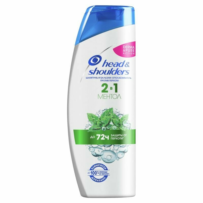 Head&Shoulders Шампунь для волос, Ментол 2 в 1, 600 мл