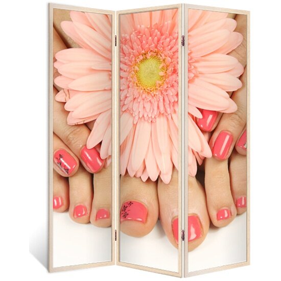 Ширма перегородка Декор Депо для комнаты деревянная "Коралл" двухсторонняя с картинкой (мода и красота) 3 створки кремовый дуб 176х140 см 11 кг