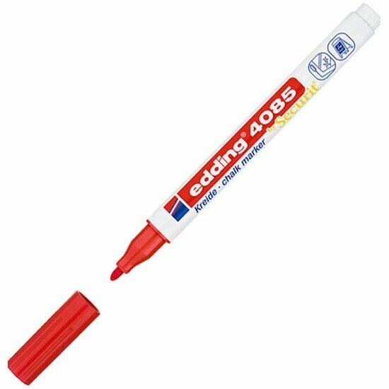 Маркер меловой Edding 4085, 1-2 мм, красный, влагостираемый, для гладких поверхностей, Е-4085/2, E-4085/2