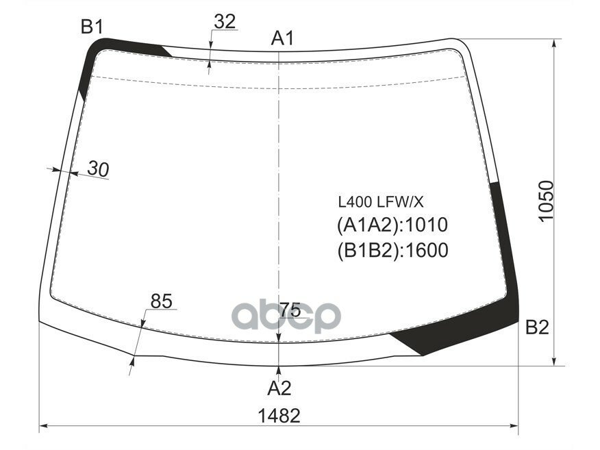 Стекло лобовое Mitsubishi Delica 94-07 / L400 94-06 XYG арт. L400 LFW/X